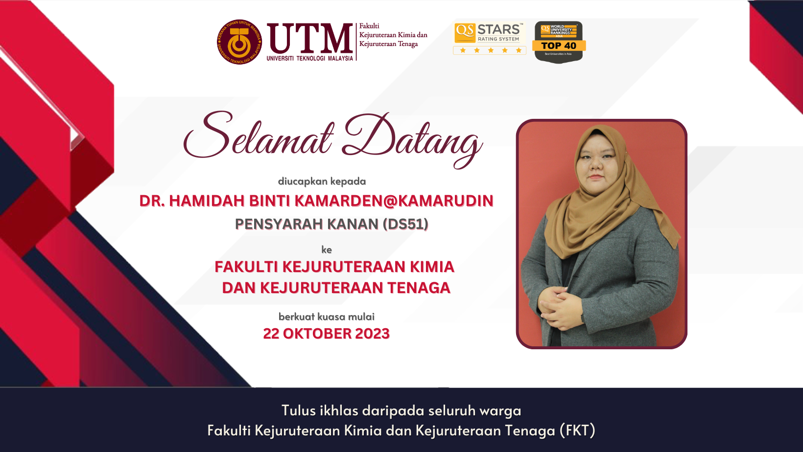 Ucapan Selamat Datang Staf Baharu Ke FKT (22 Oktober 2023) | Faculty of ...